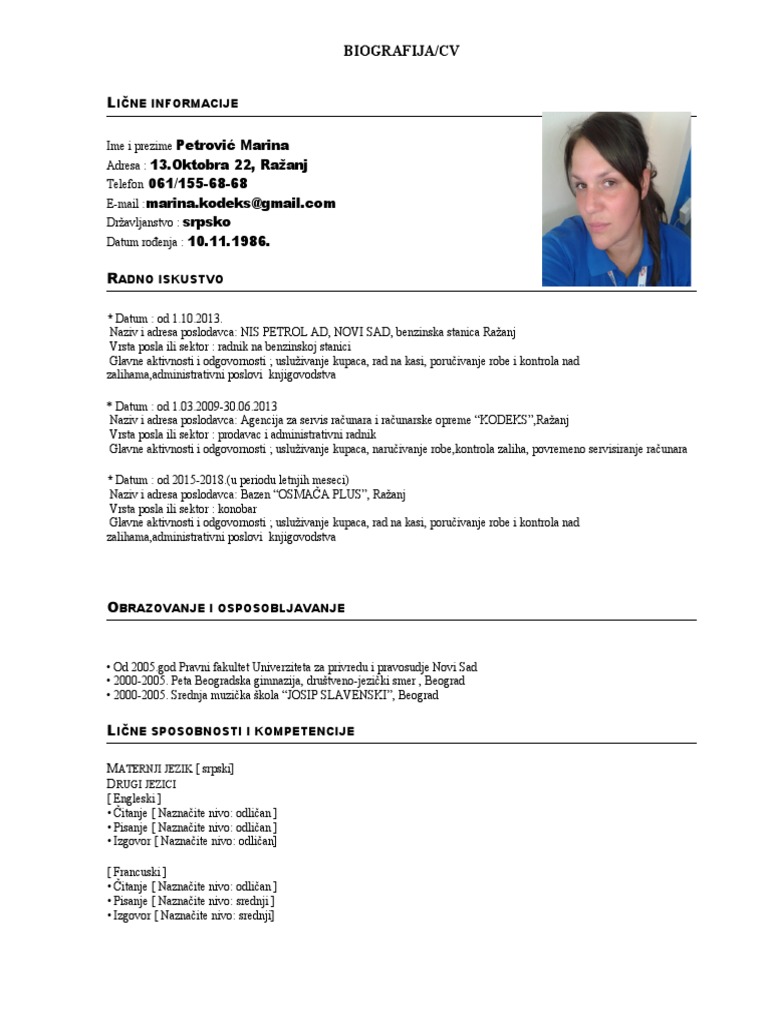 CV-Marina Petrovic | PDF