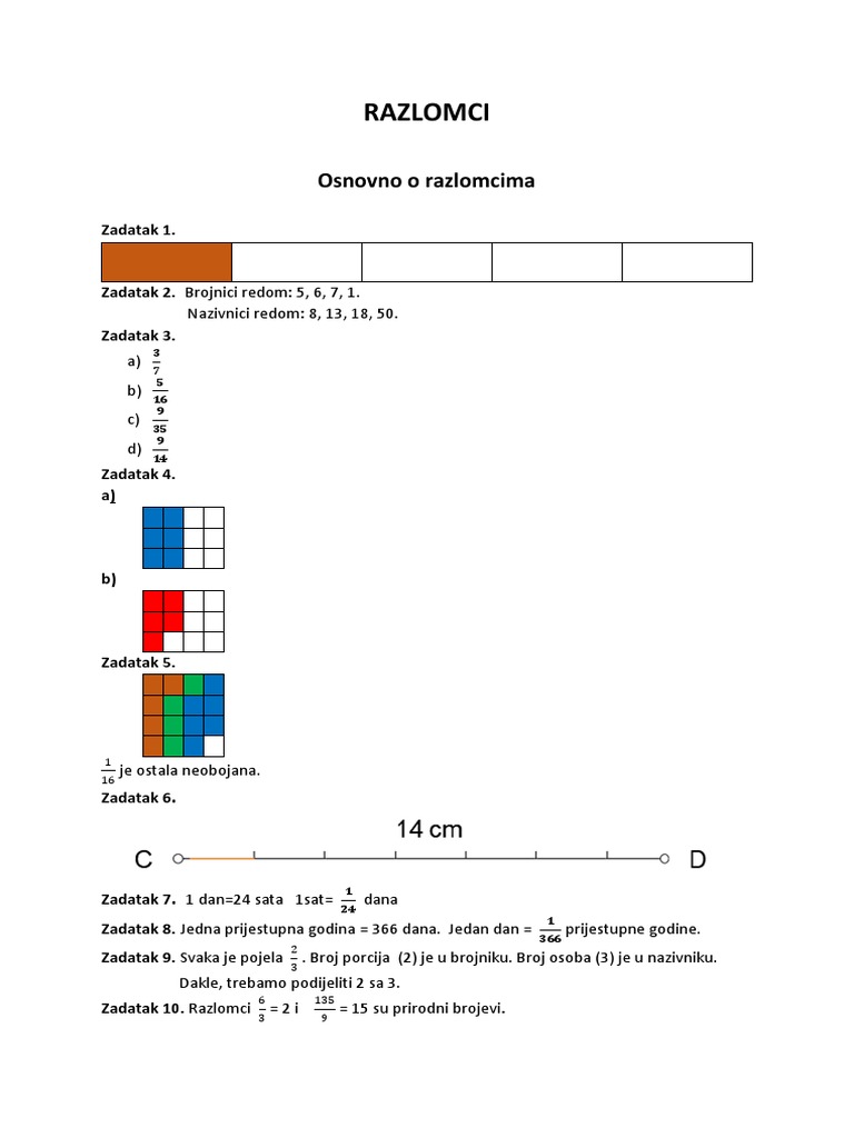 Razlomci I Decimalni Zapis Broja | PDF