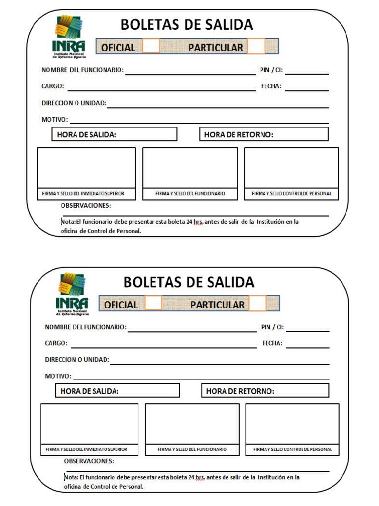 Boleta de Salida | PDF