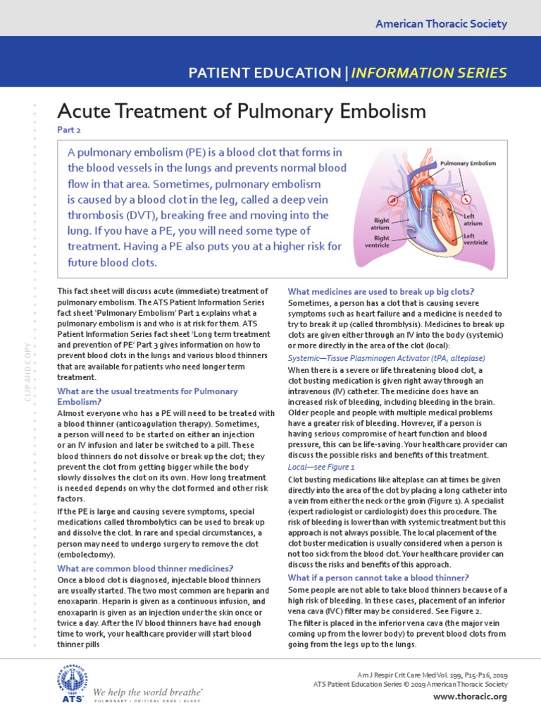 Acute Treatment of Pulmonary Embolism | PDF | Embolism | Thrombosis