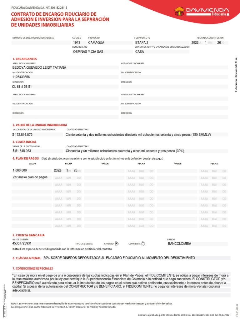 Contrato Encargo Fiduciario | PDF | Bancos | Economias