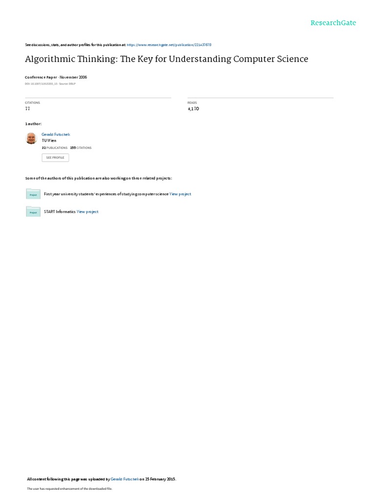 Algorithmic Thinking: The Key For Understanding Computer Science | PDF | Computer Science ...