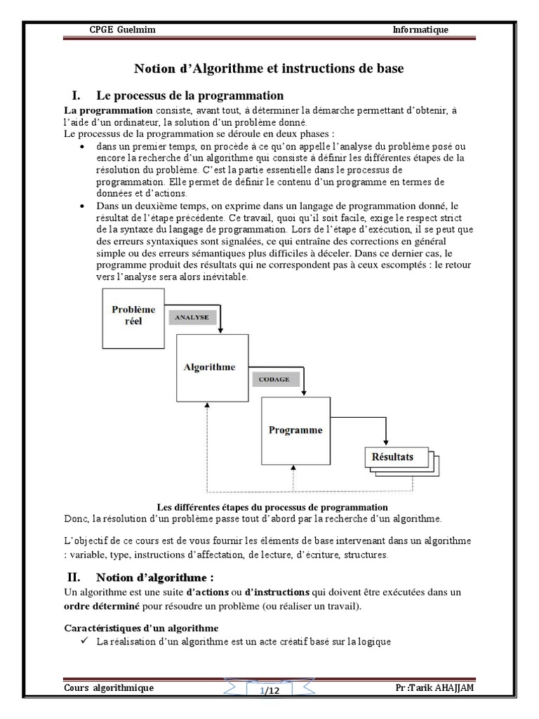 Algorithme Et Les Instructions de Base + Conditionelle | PDF ...