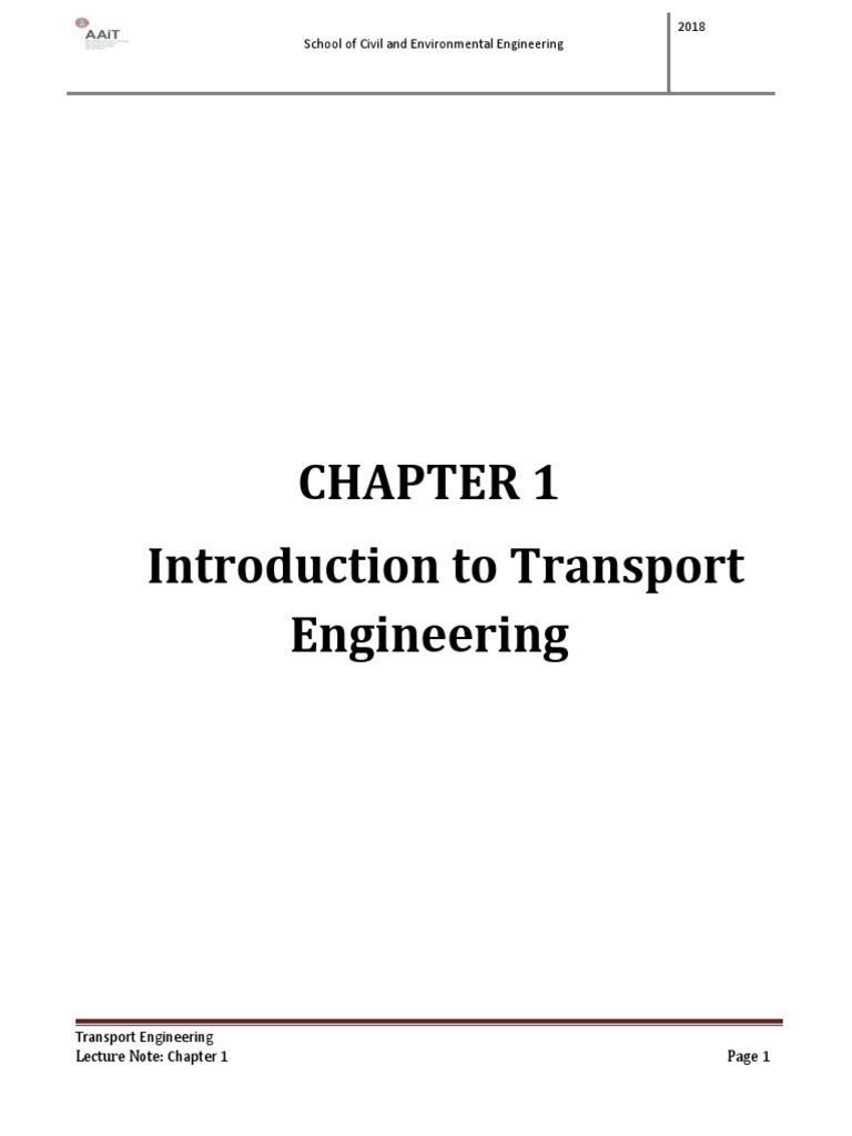 Chapter 1 (TE) | PDF | Transport | Transportation Engineering