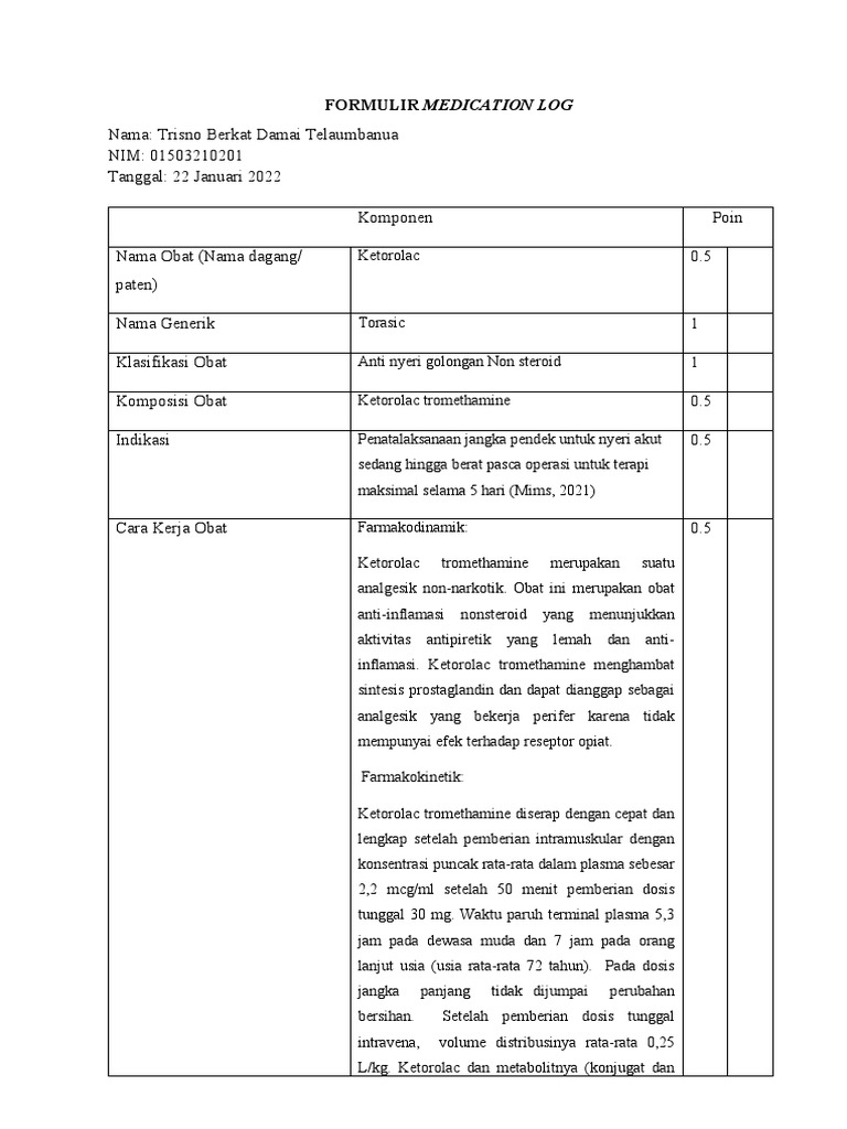Formulir Medication Log Pdf