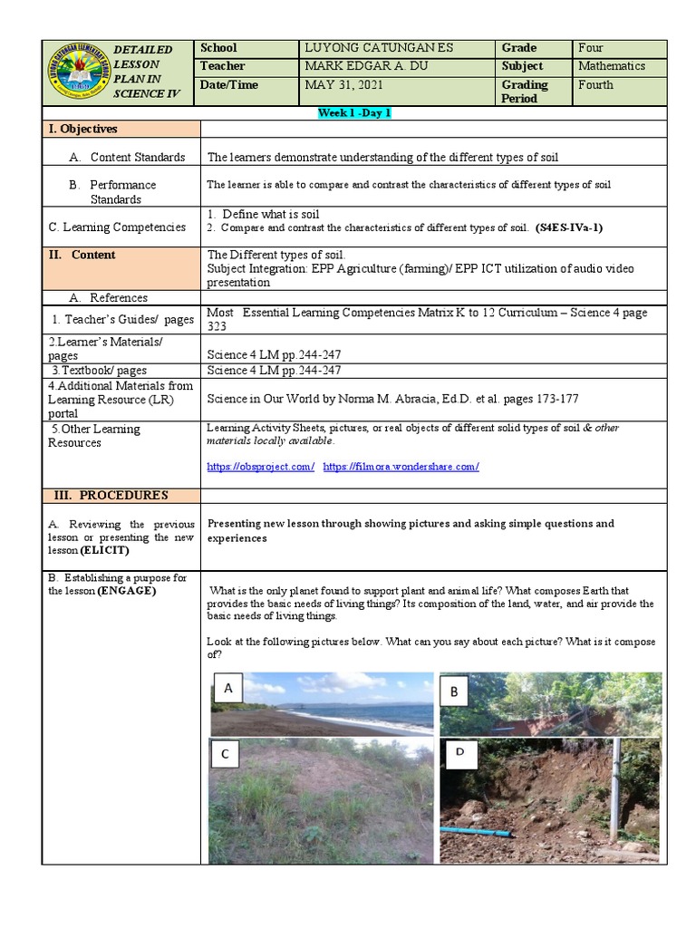 Types of Soil Lesson Plan | PDF | Soil | Loam
