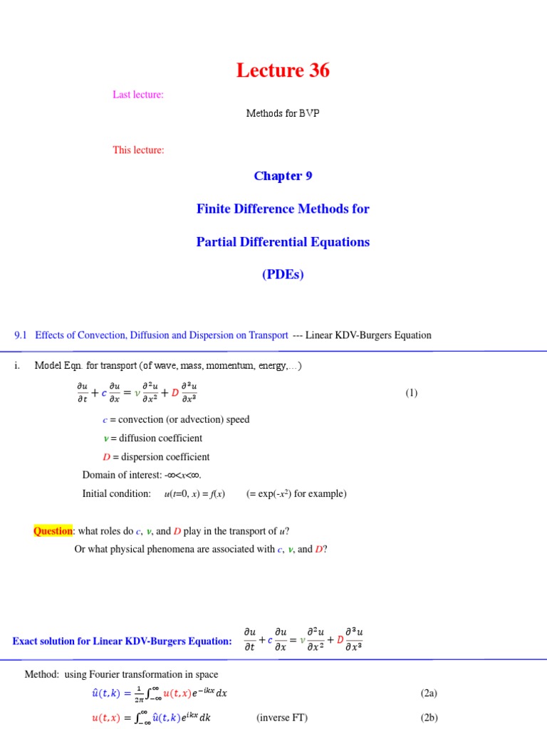 Chapter 9 - Numerical Methods For 1D Unsteady Heat & Wave Equations | PDF | Partial Differential ...