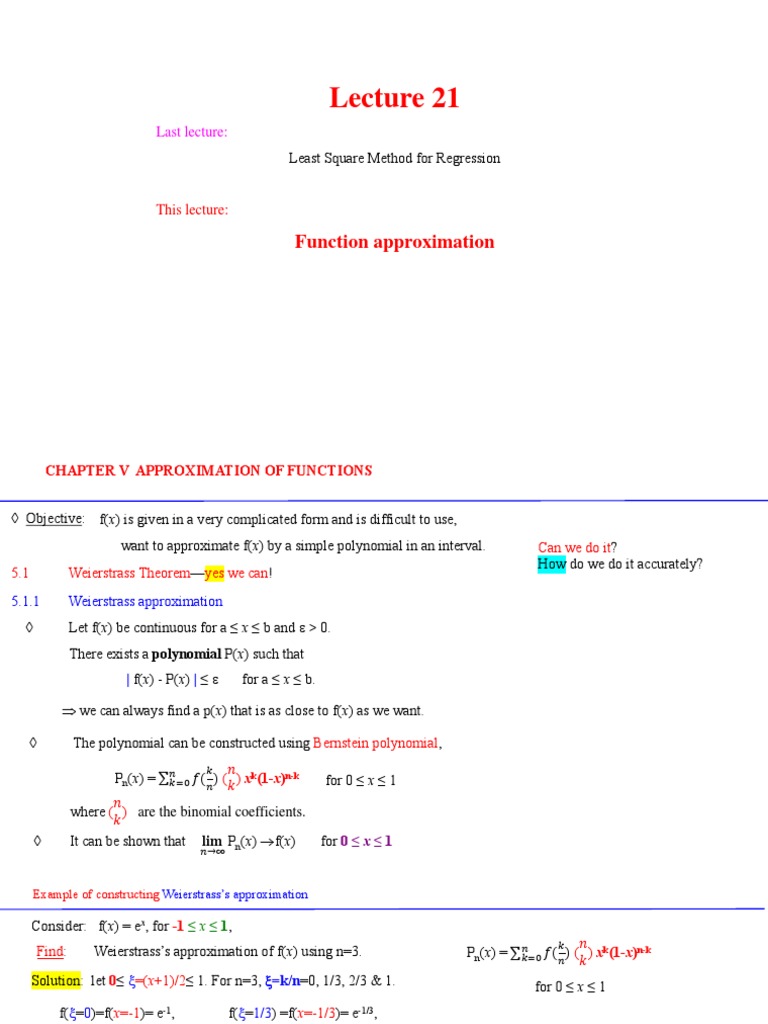 Chapter 5 - Function Approximation | PDF | Mathematical Concepts ...