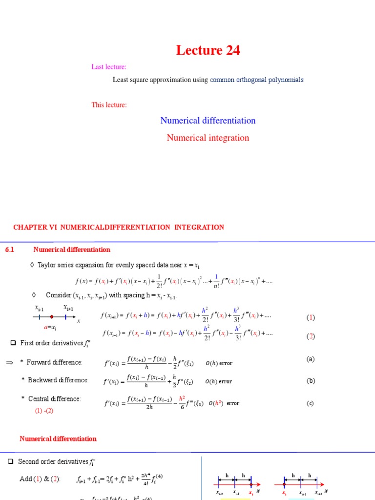 Chapter 6 - Numerical Differentiation & Integration | PDF | Finite Difference | Mathematical ...