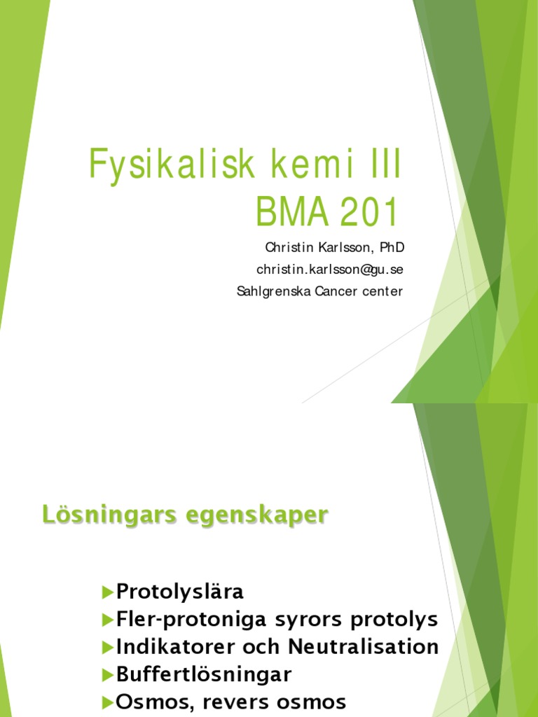 Fysikalisk Kemi III Mer & Magnus Ehinger HT-2019 Christin | PDF