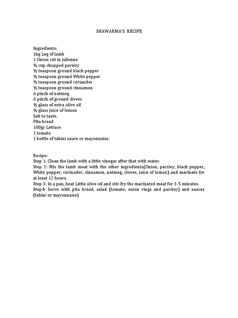 Shawarma's | PDF | Wellness