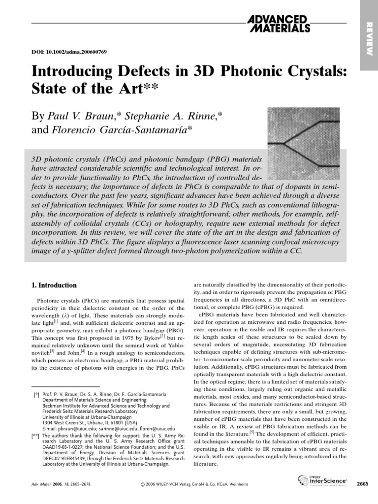 Defects in 3D Photonic Crystals | PDF | Holography | Photolithography