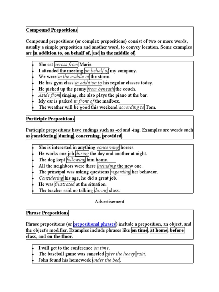 Compound Prepositions | PDF