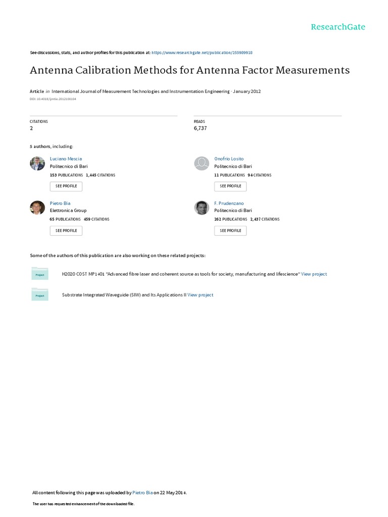 Antenna Calibration Methods For Antenna Factor Measurements | PDF ...