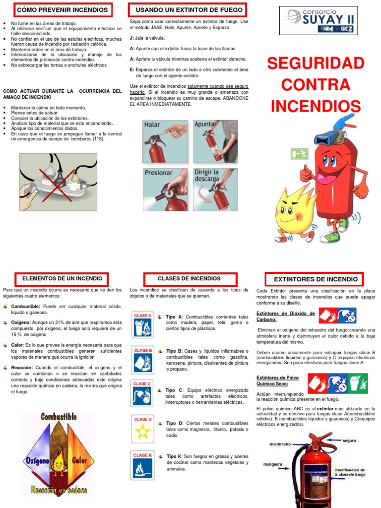 Triptico Seguridad Contra Incendios | PDF | Combustibles | Oxígeno