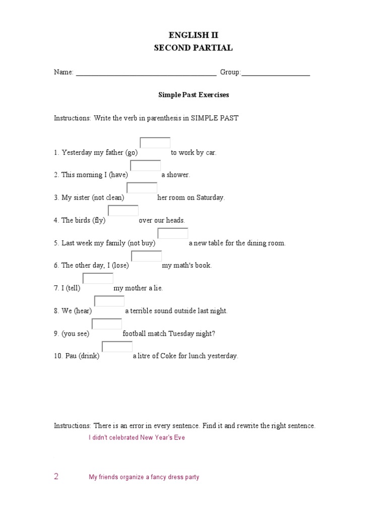 Simple Past Exercises | PDF
