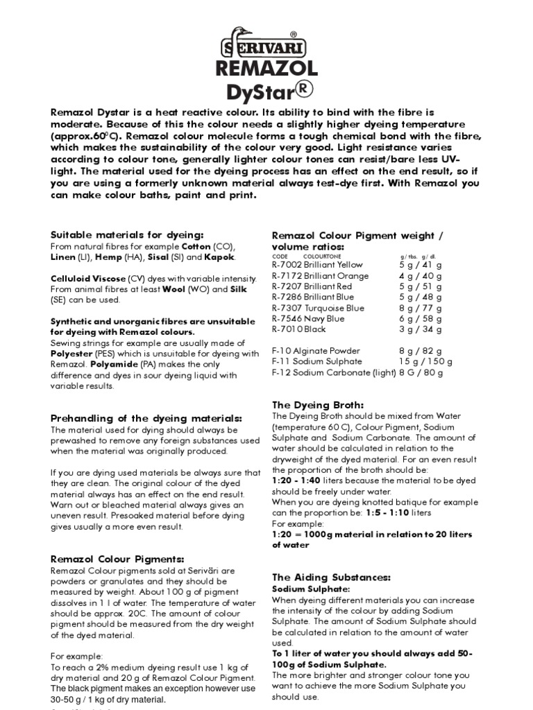 Manual Remazol Dyes | PDF | Dye | Dyeing