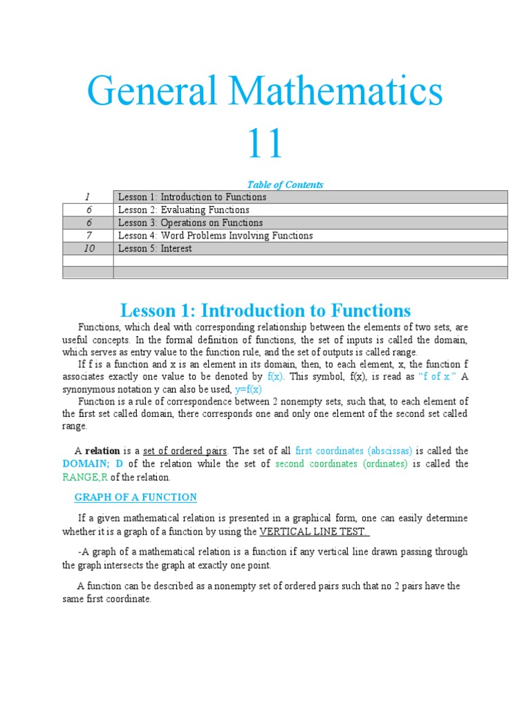 General Mathematics Notes | Download Free PDF | Interest | Function ...