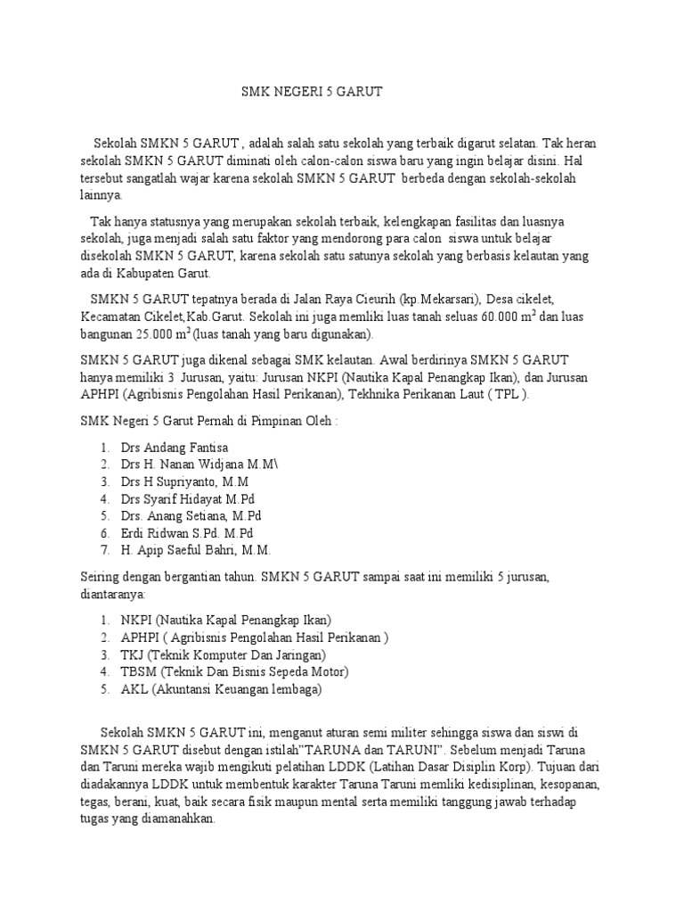 SMK Negeri 5 Garut | PDF