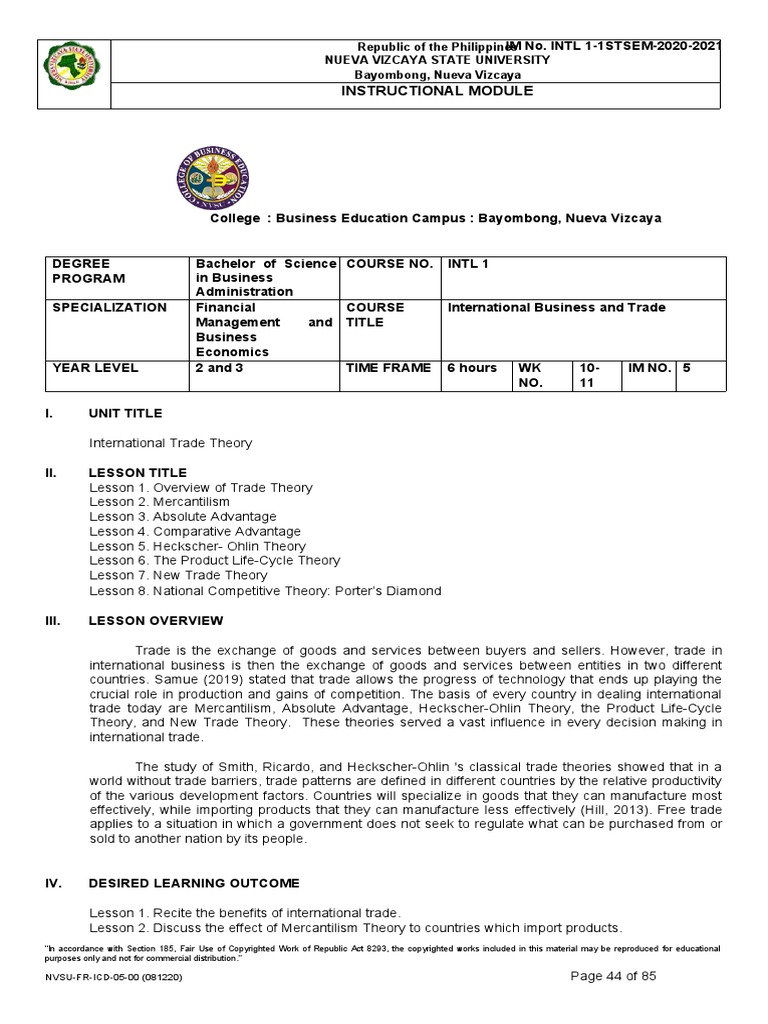 Instructional Module: Republic of The Philippines Nueva Vizcaya State ...