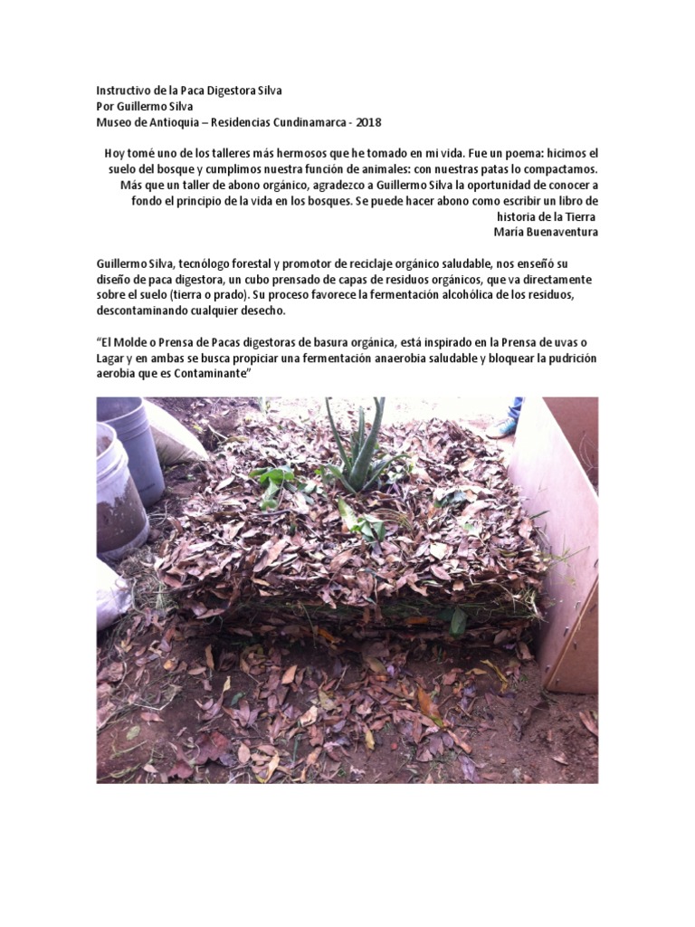 Instructivo de La Paca Digestora Silva | PDF | Residuos | Suelo