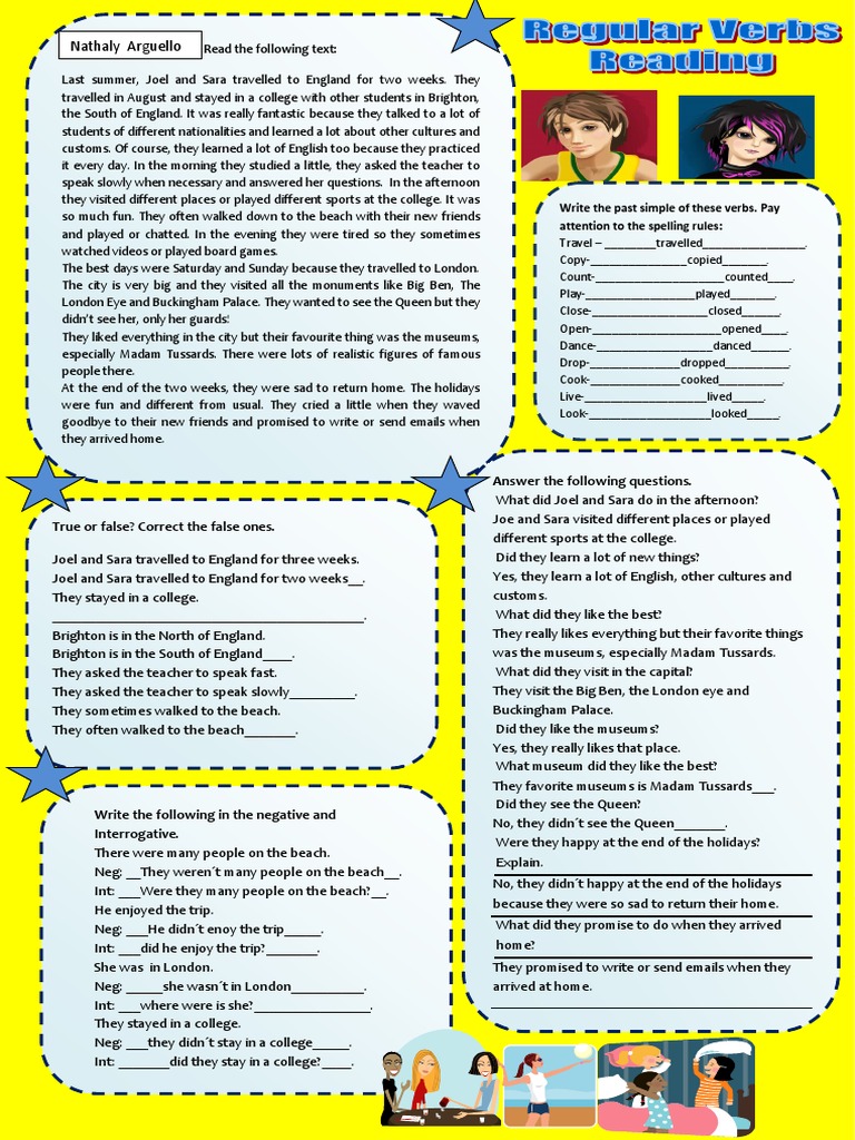 Past Simple Regular Verbs Reading Reading Comprehension Exercises 16165 ...