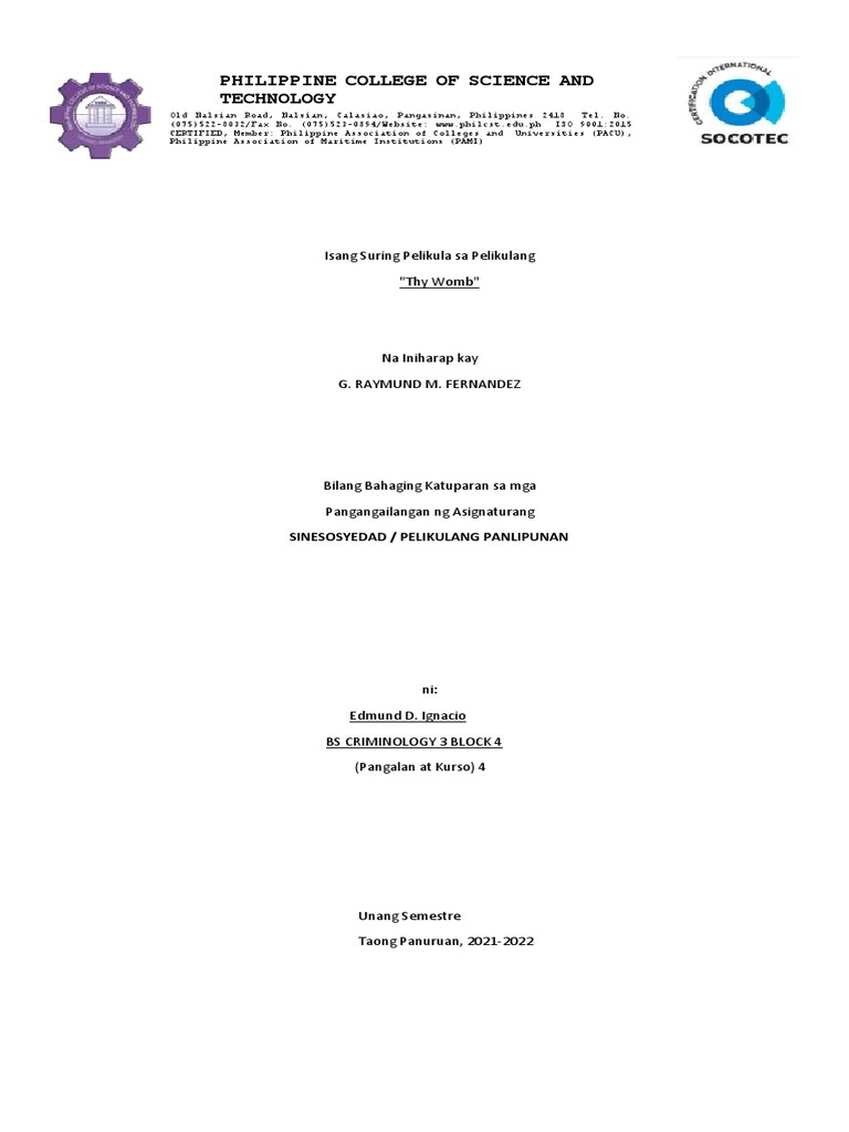 SINESOS RMF IGNACIO EDMUND Course Assessment 1 | PDF