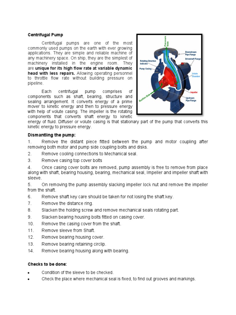 Centrifugal Pump Assembly and Disassembly | PDF | Pump | Piston