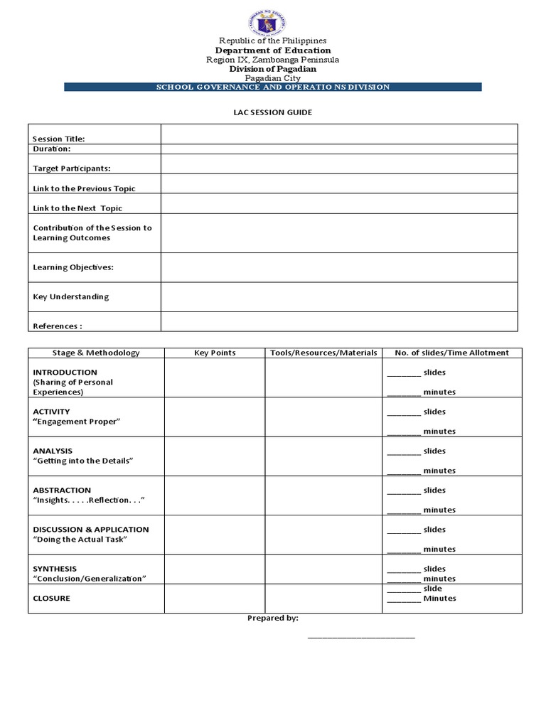 Slac Session Guide Template | Download Free PDF | Cognition | Learning