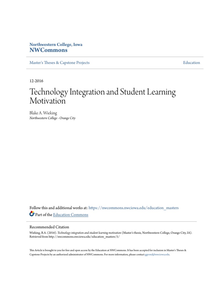 Technology Integration and Student Learning Motivation | PDF ...