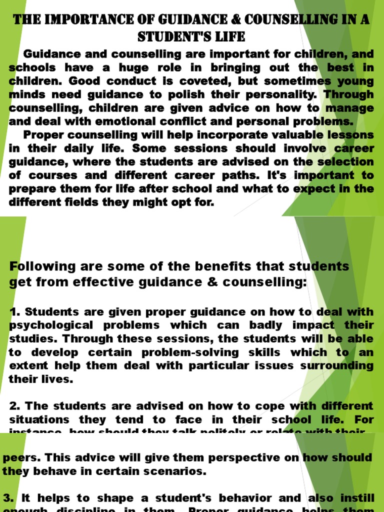 The Importance of Guidance & Counselling in A Student's Life | PDF ...