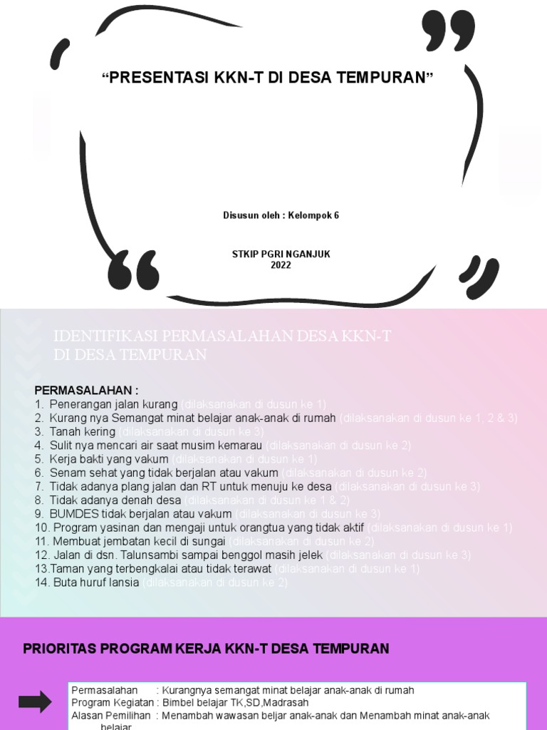 Presentasi KKN Desa Tempuran 2022 Baru | PDF