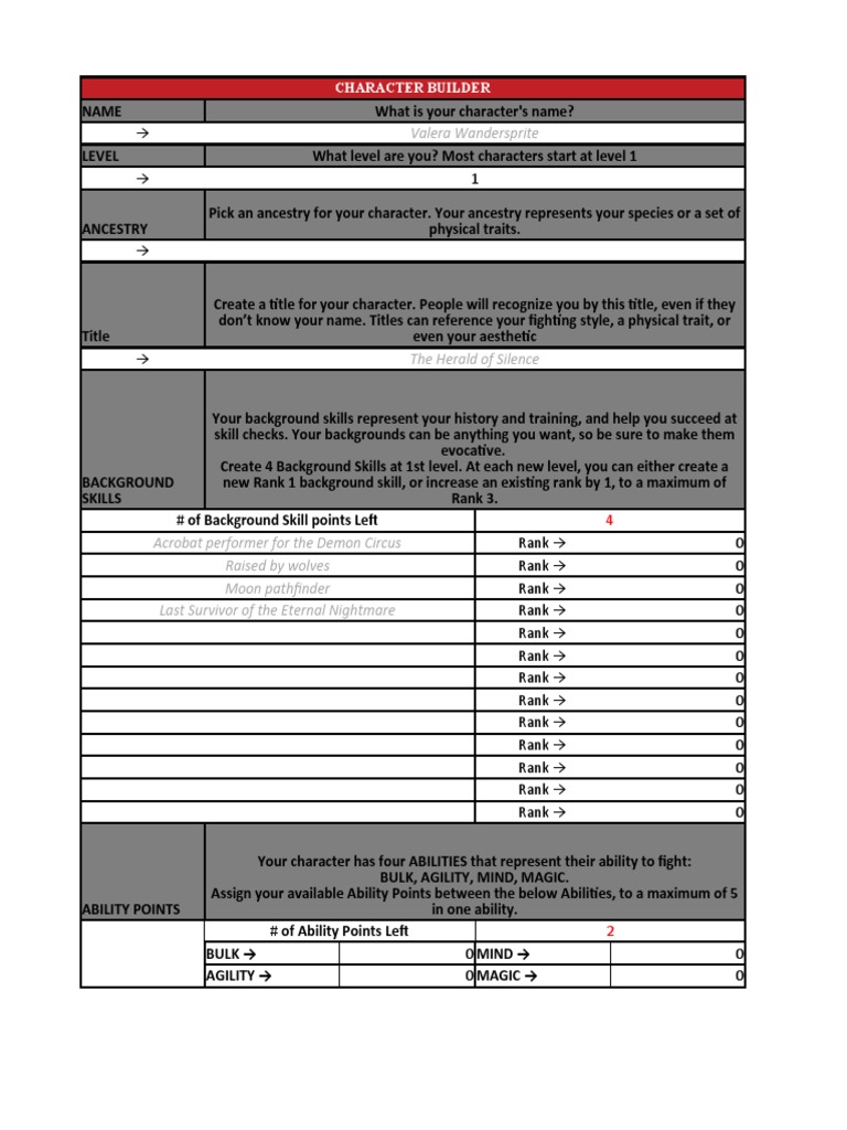Beacon Player Character Sheets | PDF