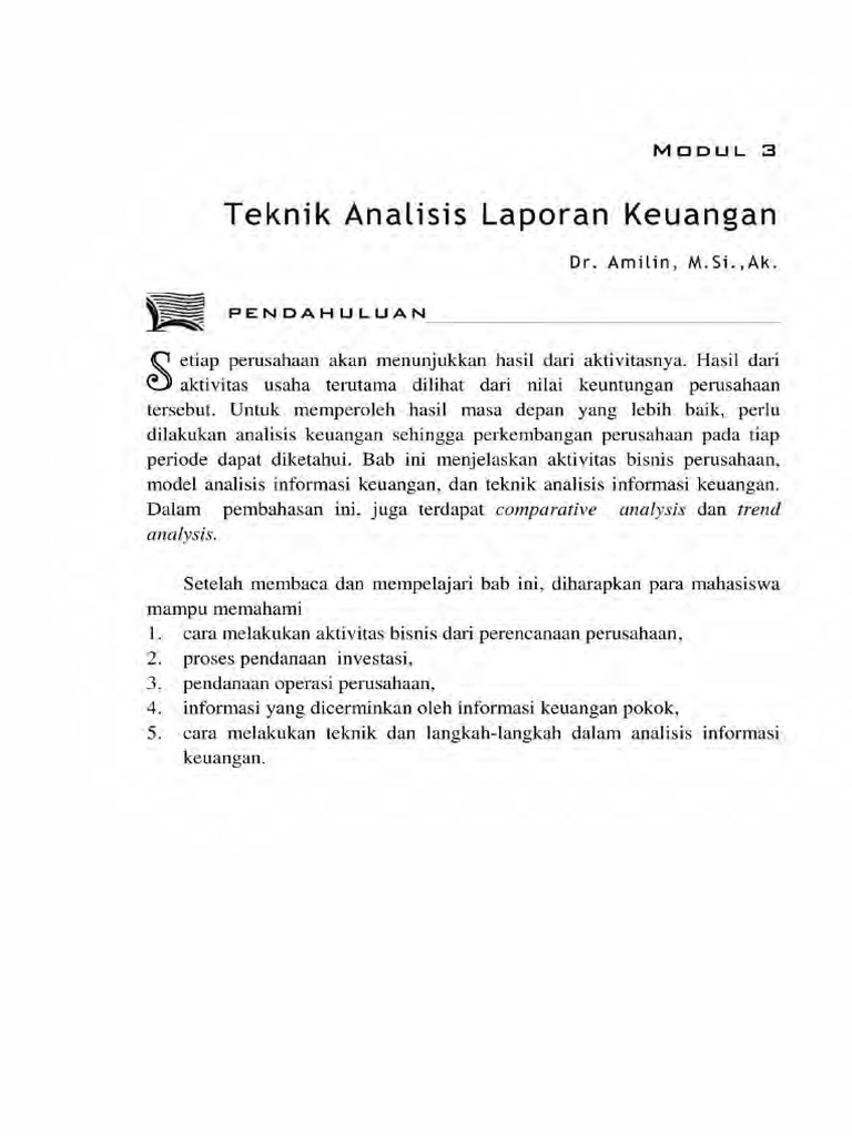 Teknik Analisis Laporan Keuangan | PDF | Pengelolaan Keuangan & Uang
