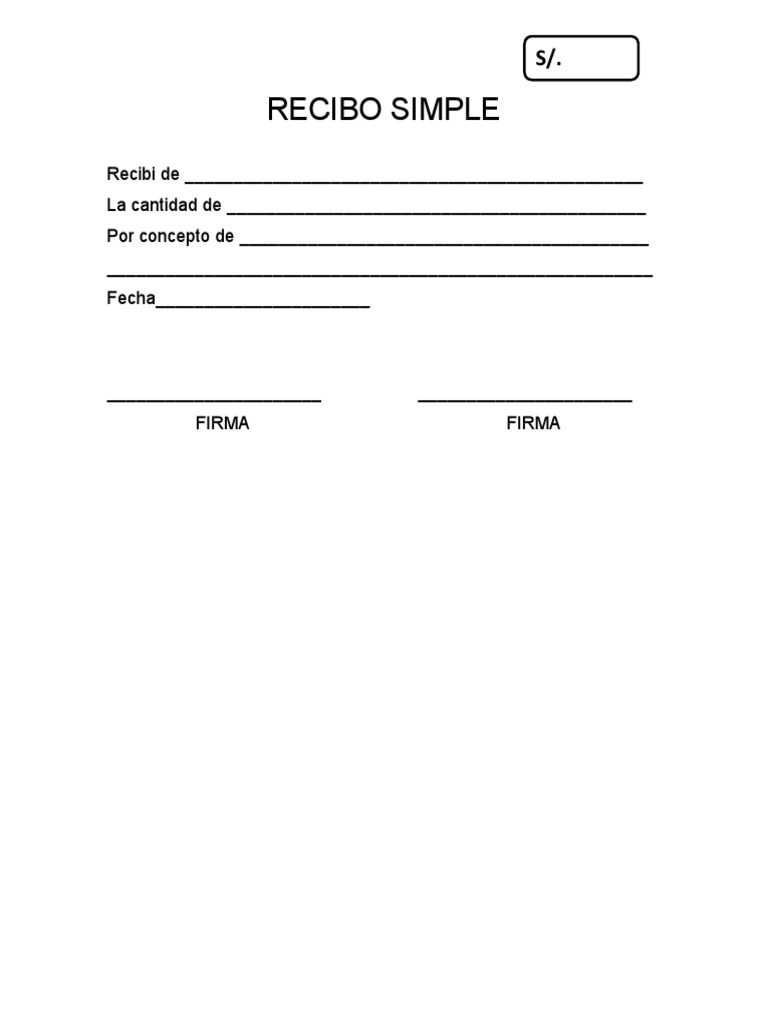 Recibo Simple | PDF | Finanzas y dinero