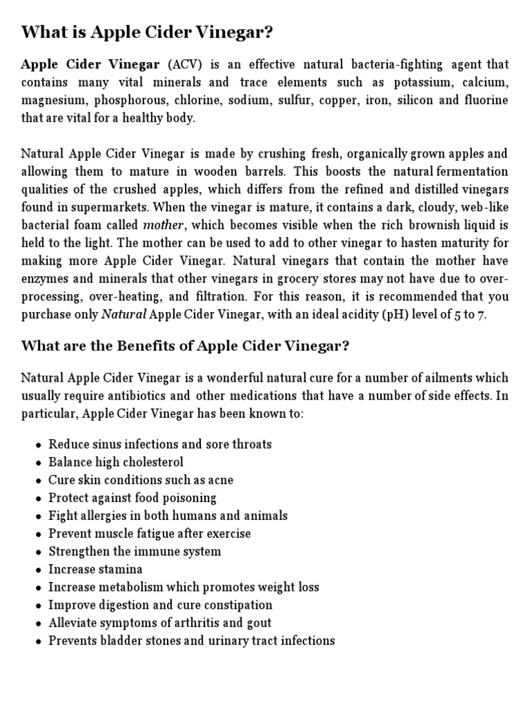What Is Apple Cider Vinegar | PDF | Vinegar | Cider