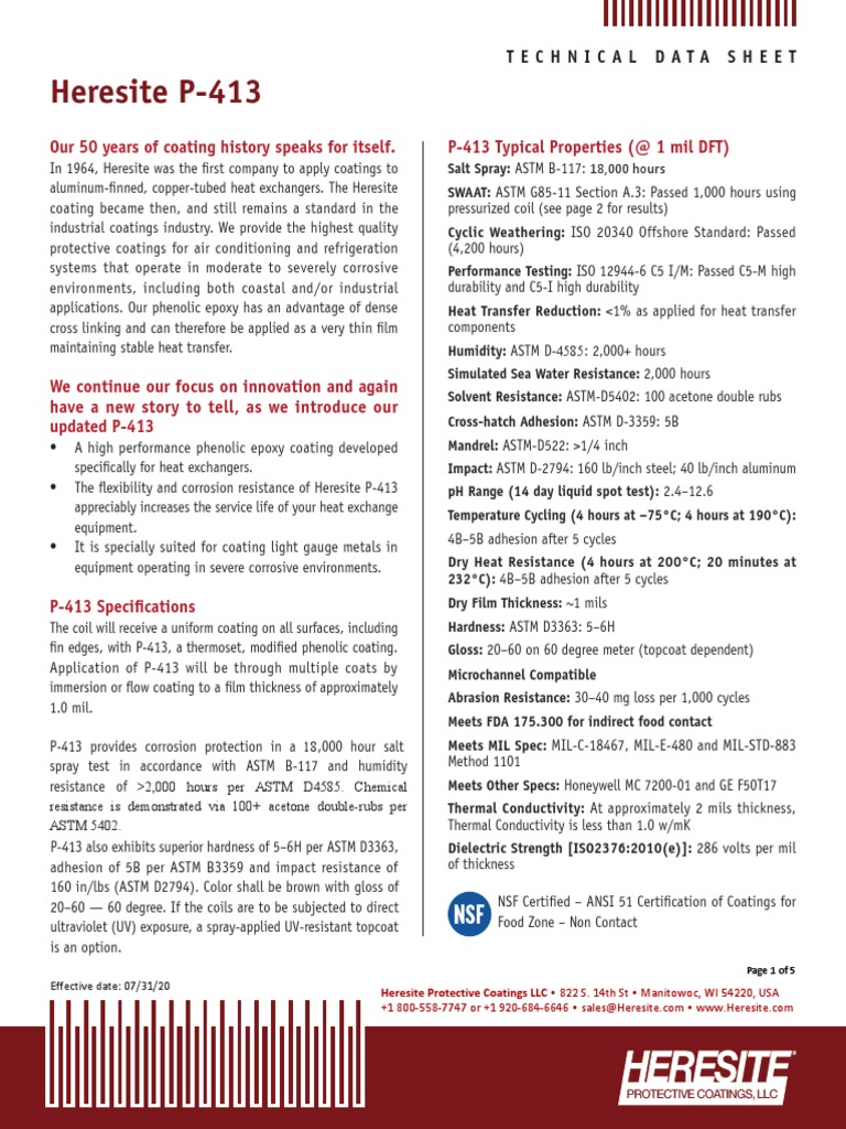 Heresite P-413 Coating Specs & Uses | PDF | Physical Sciences | Materials