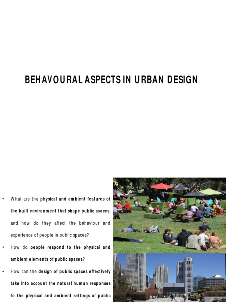 6.behavioural Aspects in Urban Design | PDF | Behavior | Perception