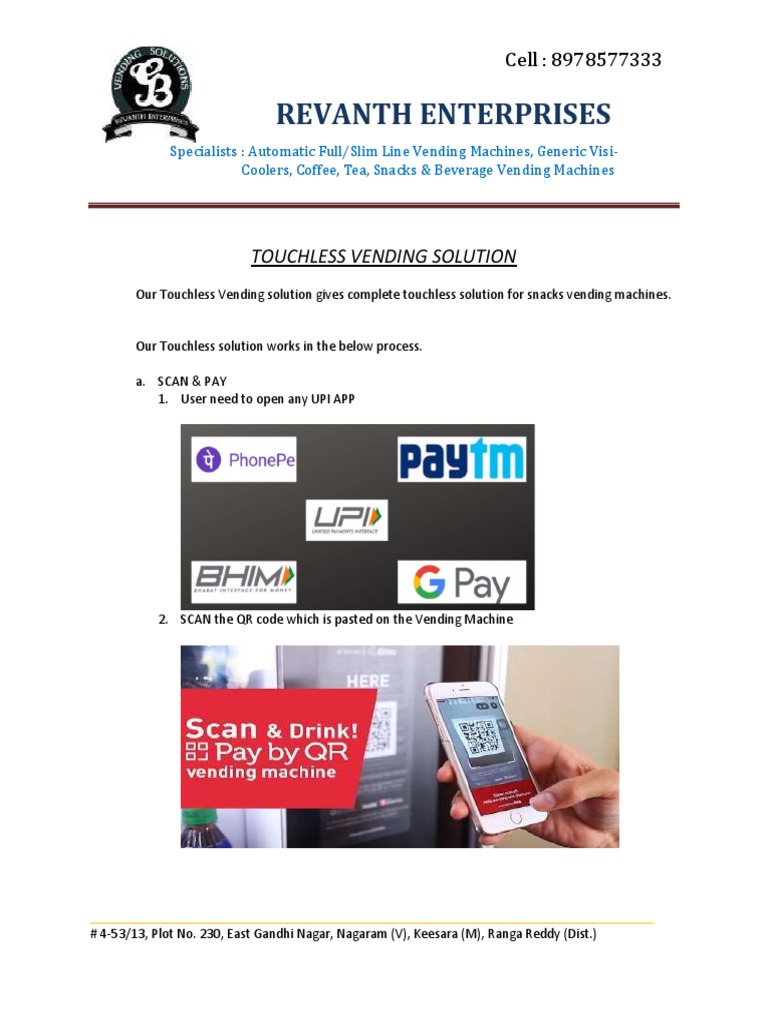 Touchless Vending Solution For Snacks Vending Machine | PDF | Vending ...