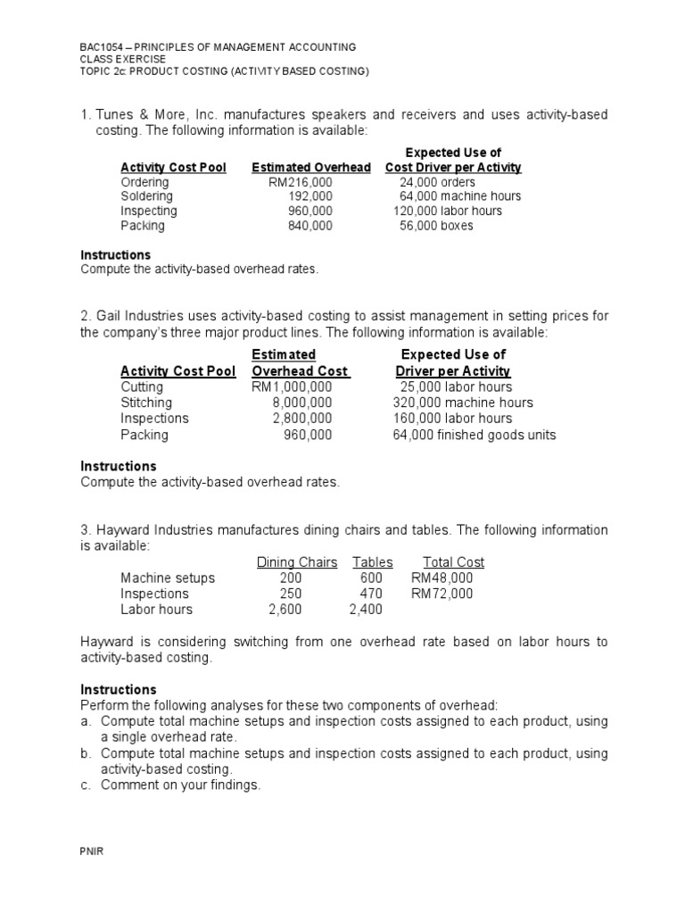 Topic 2c - Class Exercise - Question | PDF | Accounting | Economies
