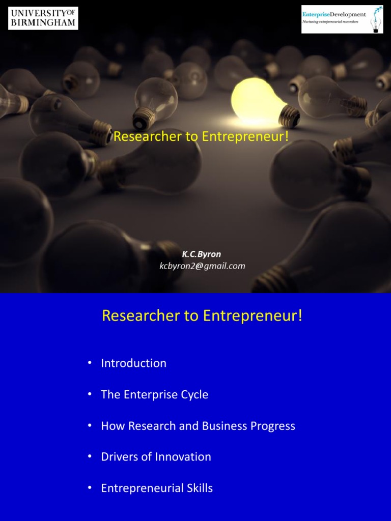 Researcher to Entrepreneur: Turning Ideas into Innovations | PDF ...