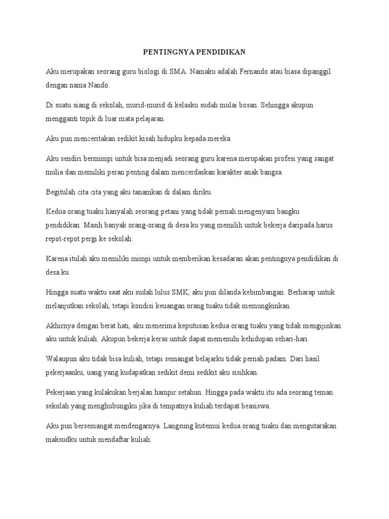 Cerpen Pentingnya Pendidikan Pdf