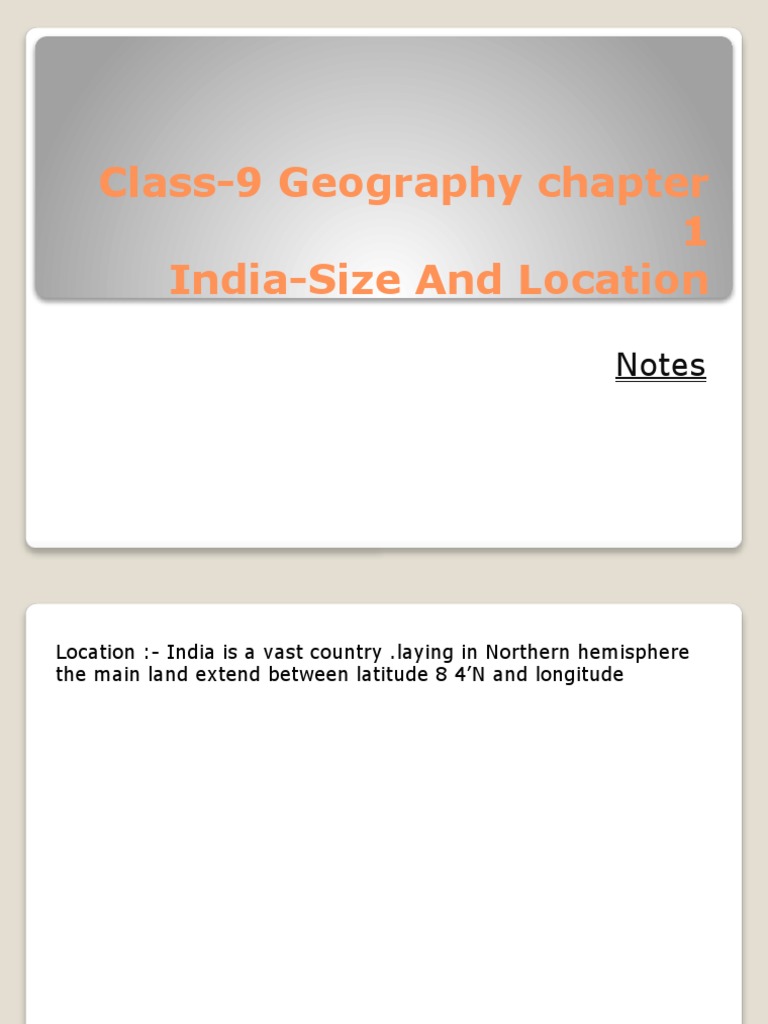 Class-9 Geography Chapter 1 India-Size and Location: Notes | PDF
