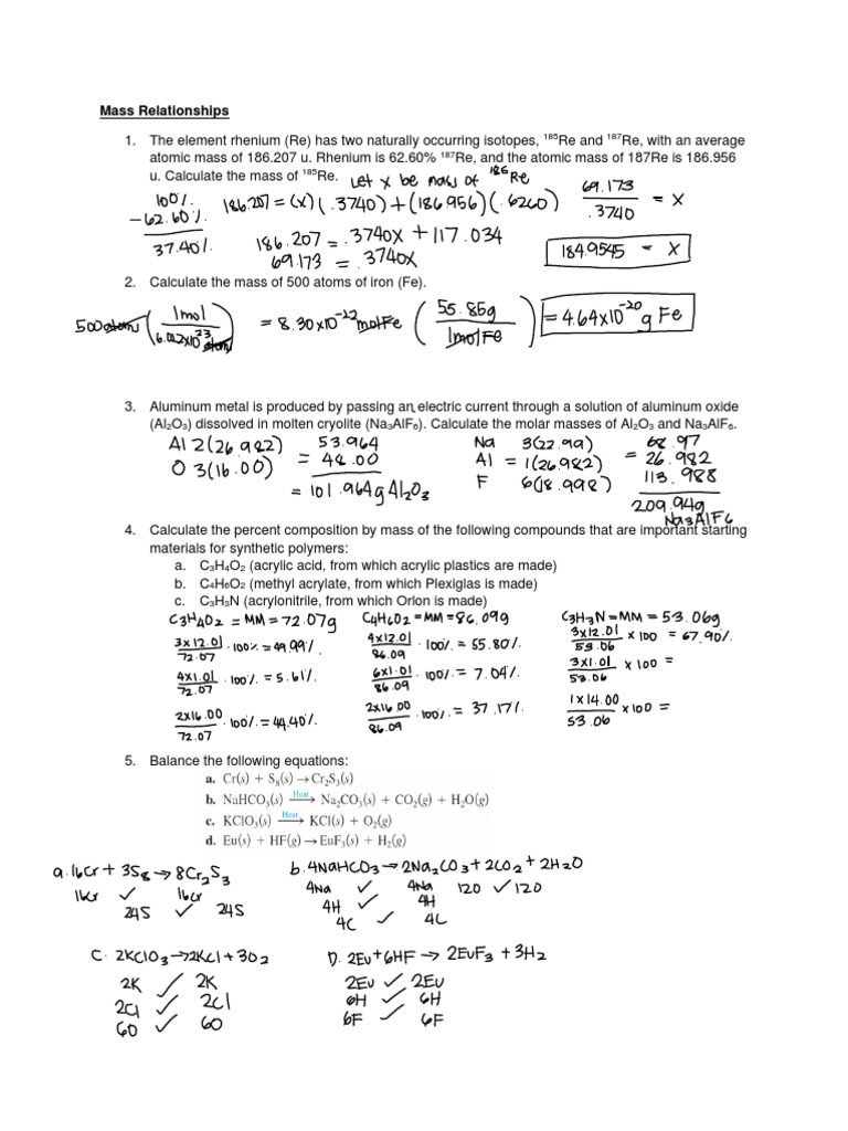 Molar Mass Calculations in Chemistry | PDF | Reaction Rate | Reaction ...