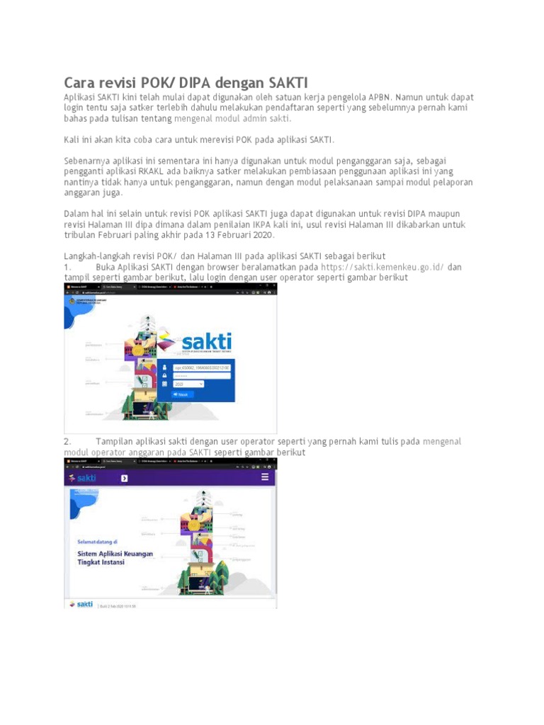 Revisi POK dengan Aplikasi SAKTI | PDF | Pengelolaan Keuangan & Uang