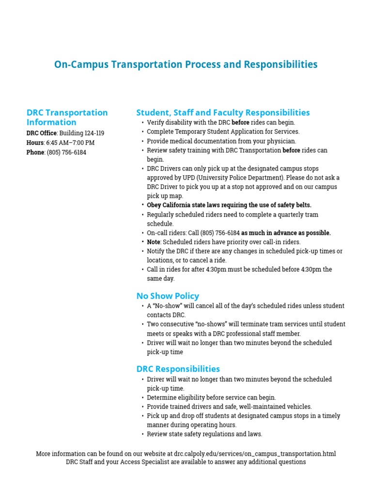 On-Campus Transportation Process and Responsibilities | Download Free ...