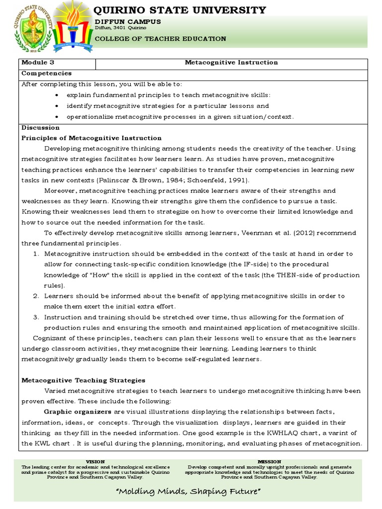 Diffun Campus: "Molding Minds, Shaping Future" | PDF | Metacognition | Learning
