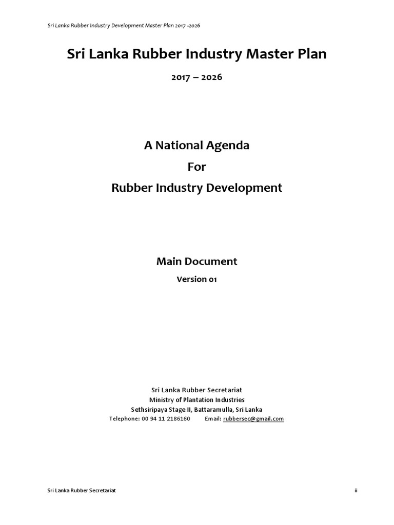 Rubber Master Plan 2017 2026 | PDF | Strategic Planning | Sustainability