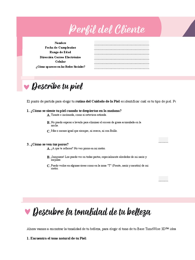 PerfilCliente Mary Kay | PDF | Salud y bienestar