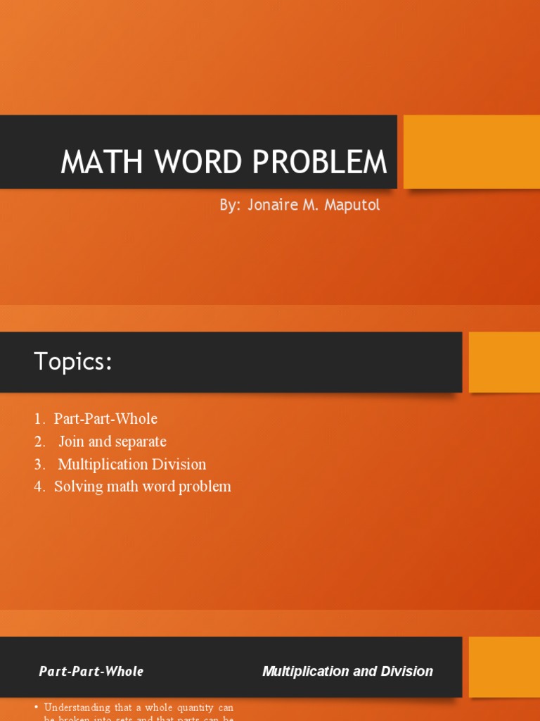 Math Word Problem | PDF | Teaching Mathematics | Curriculum